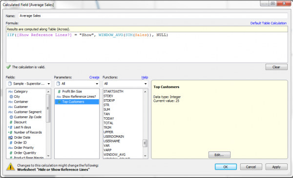 Tableau Tip: Using Parameters & Table Calculations to Allow Users to Hide/Show Reference Lines ...